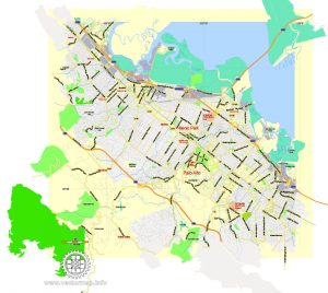 Menlo Park Vector Map Printable California exact 2000 m scale City Plan ...