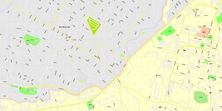 Menlo Park Map Vector California US exact Detailed City Plan Printable ...