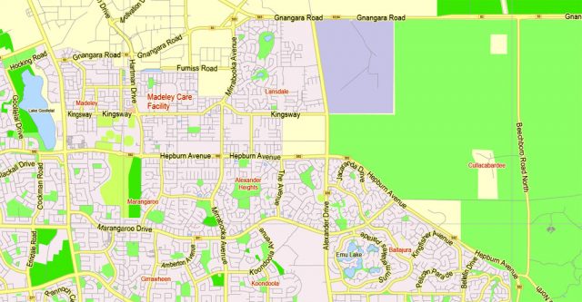 Perth Printable Map, Australia, exact vector street map, V27.11, fully ...