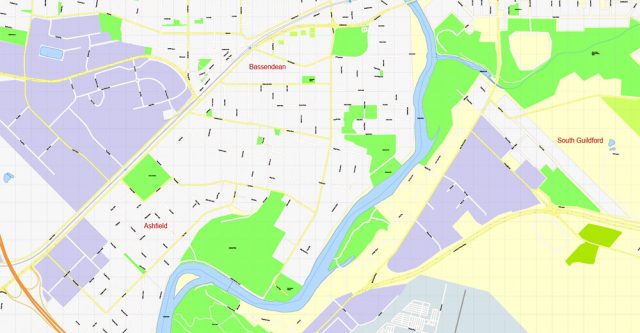 Perth PDF Map, Australia, exact vector street map, V27.11, fully ...