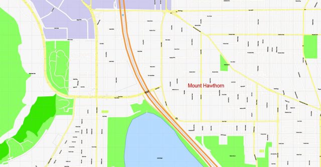 Printable Map Perth, Australia, exact vector City Plan map Adobe ...