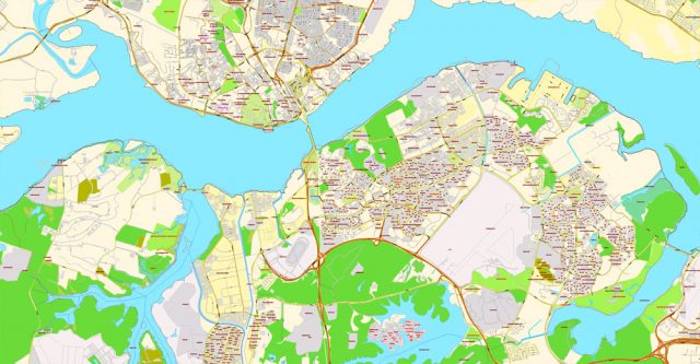 Singapore Printable Map 01 exact City Plan street map with buildings ...