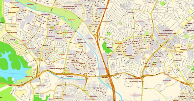 _Singapore PDF Map 01 exact City Plan with buildings full editable ...