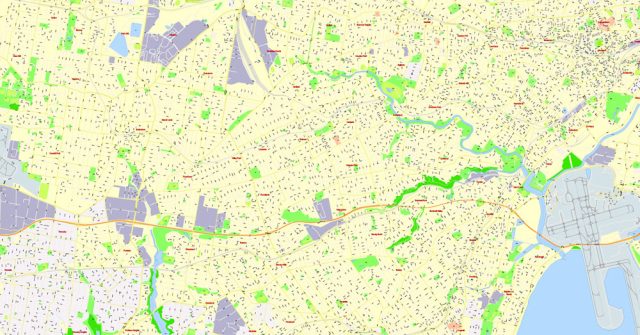 Sydney Vector Map Australia exact printable City Plan editable Adobe ...