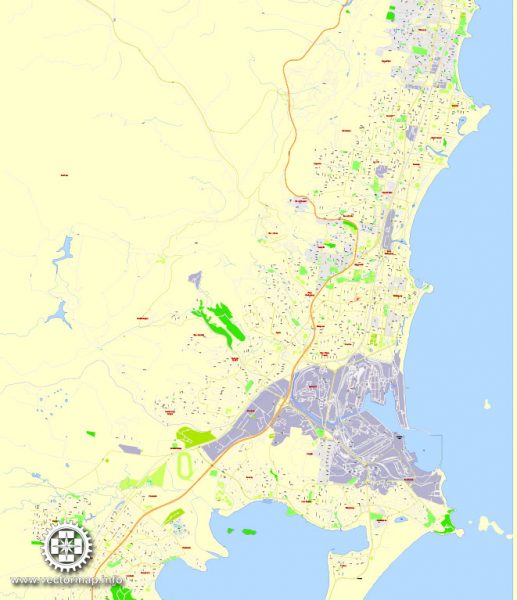 Wollongong PDF Map, Australia, exact vector street map, V27.11, fully ...