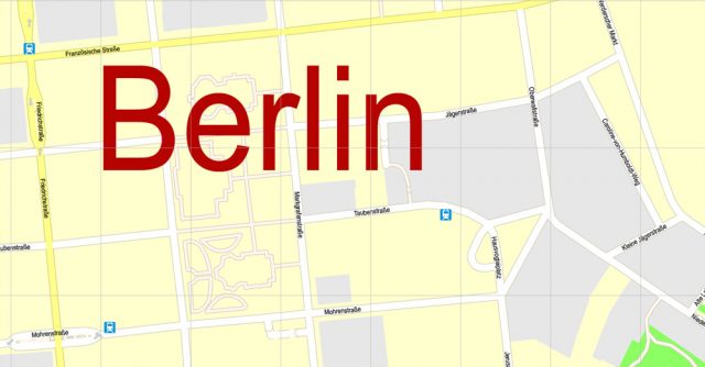 Berlin Map Vector Germany exact Printable City Plan 100 meters scale V ...
