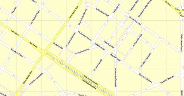 Milan Milano Map Vector Italy exact detailed 100 meters scale City Plan ...