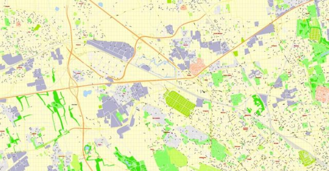 Milan Milano Map Vector Italy exact detailed 100 meters scale City Plan ...