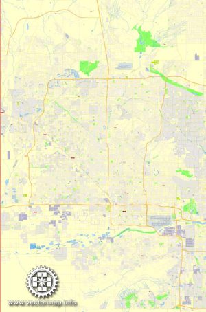 Phoenix City Printable Map, Arizona, exact vector street G-View Level ...
