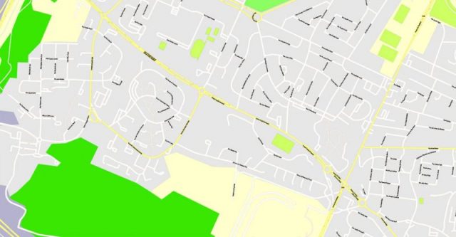 Rouen metro area PDF Map, France, exact vector street G-View Level 17 ...