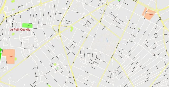 Rouen metro area PDF Map, France, exact vector street G-View Level 17 ...