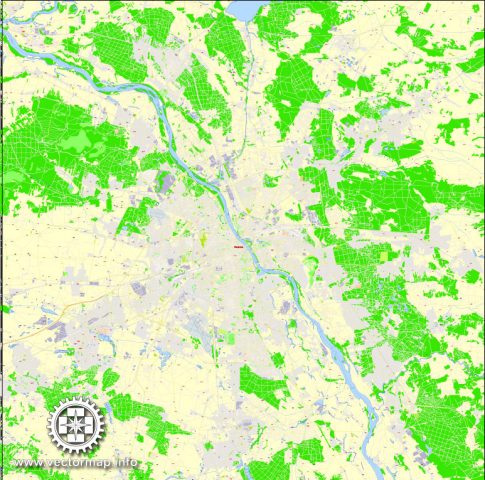 Warsaw \ Warszawa Poland Map Vector City Plan Low Detailed (for small ...
