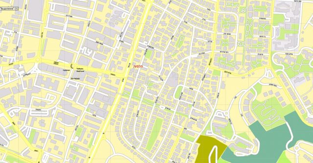 Jerusalem Map vector for printing Israel HEBREW editable Adobe ...