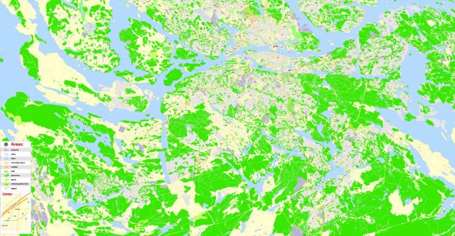 Stockholm Map Vector Sweden exact detailed City Plan 100 m scale V.28. ...