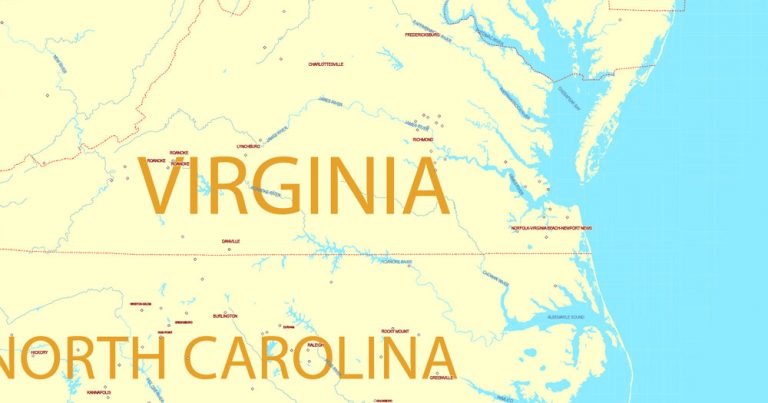 PDF Vector Map US and Canada with all Roads, Cities, States, all names