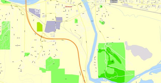 Eugene + Springfield Printable Map, Oregon US, exact vector street G ...
