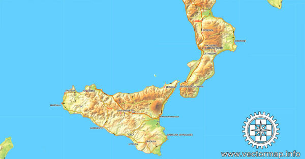 Italy Printable PDF Map 01 fully editable Adobe PDF Relief and ...