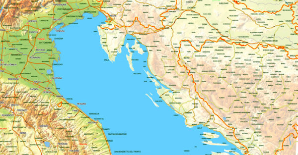 Italy Printable PDF Map 01 fully editable Adobe PDF Relief and ...