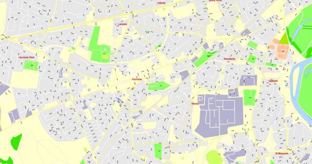 London Map Greater UK Printable Vector exact City Plan 100 m scale in 2 ...