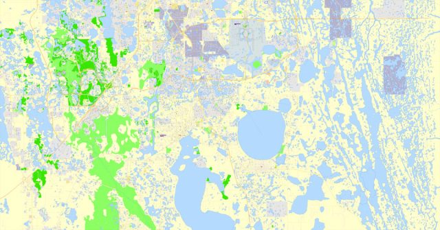 Orlando Map Vector Large Area Florida US exact detailed City Plan ...