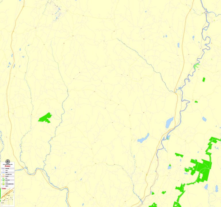 Vershire + Fairlee Printable Map, Vermont, US, exact vector street G ...