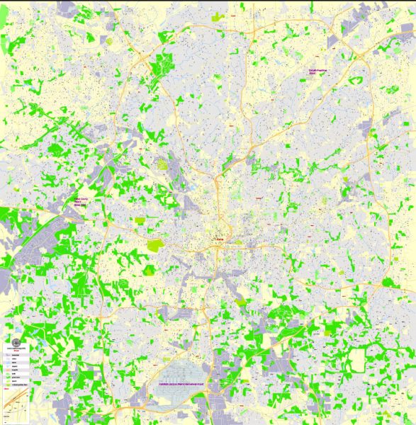 Atlanta Georgia US PDF Map Vector exact City Plan scale 1:62469 full ...