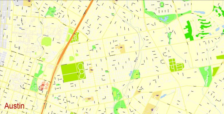 Austin Texas US Printable exact vector Map street G-View City Plan ...