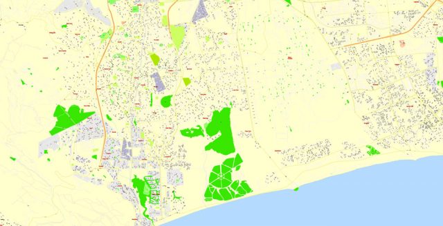 Cape Town PDF Map, South Africa, exact vector Map street G-View Plan of ...