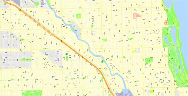 Chicago Illinois US City Map Vector exact City Plan full editable Adobe ...