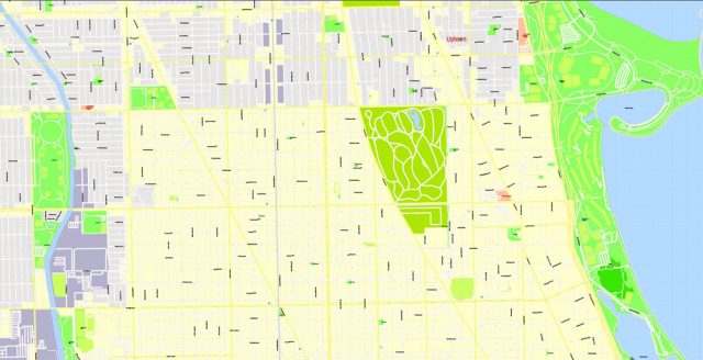 Chicago Illinois US City Map Vector exact City Plan full editable Adobe ...