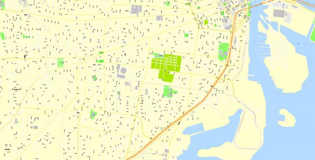 Mobile Printable Map, Alabama, US, exact vector Map street G-View City ...