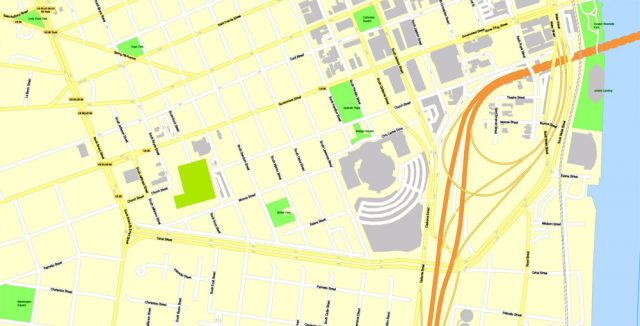 Mobile Printable Map, Alabama, US, exact vector Map street G-View City ...