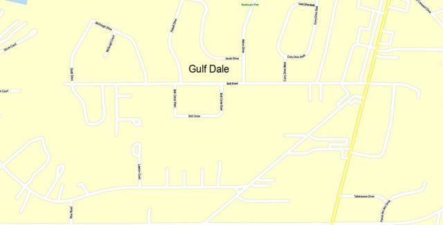 Mobile Printable Map, Alabama, US, exact vector Map street G-View City ...