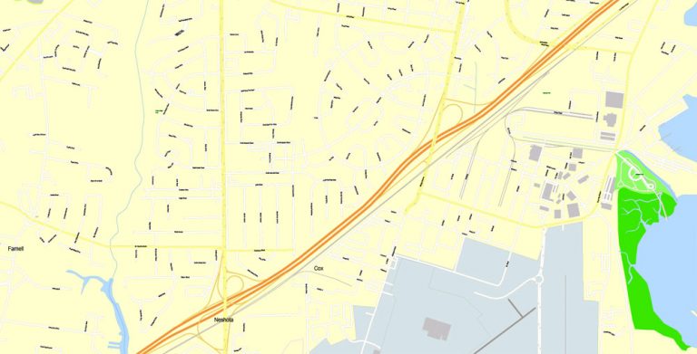 Mobile Printable Map, Alabama, US, exact vector Map street G-View City ...