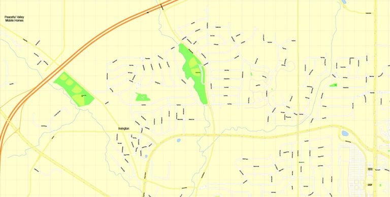 Omaha Printable Map, Nebraska, US, exact vector Map street G-View City ...