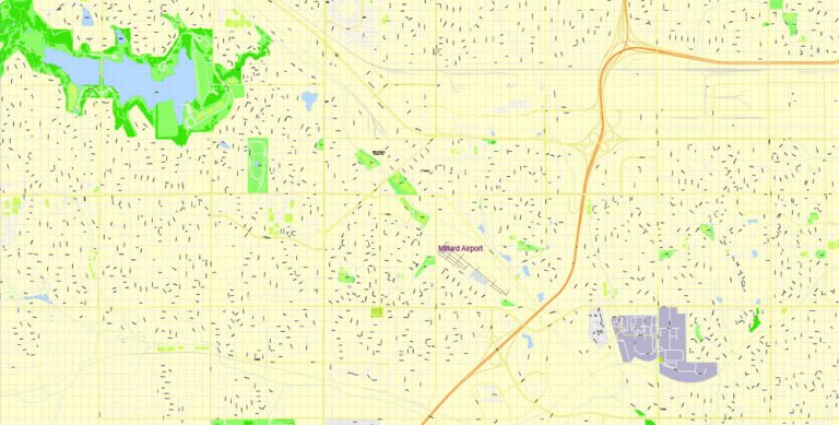 Omaha Printable Map, Nebraska, US, exact vector Map street G-View City ...