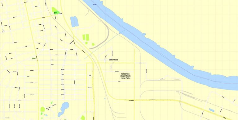 Omaha Printable Map, Nebraska, US, exact vector Map street G-View City ...