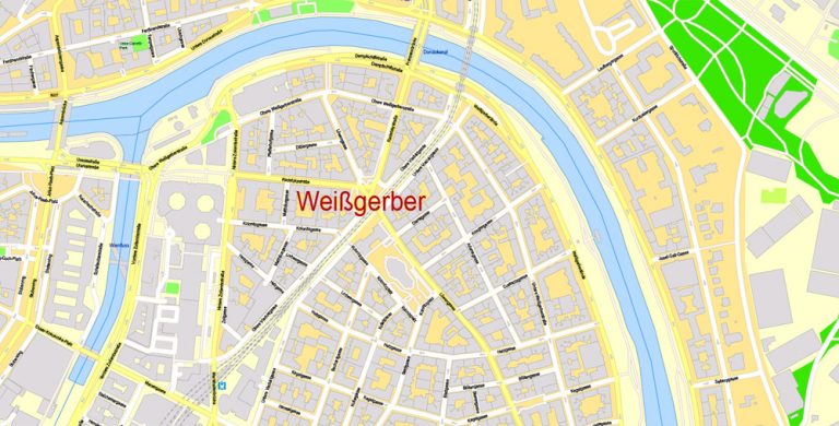 Printable PDF Vector Map Vienna Austria City Plan map with buildings