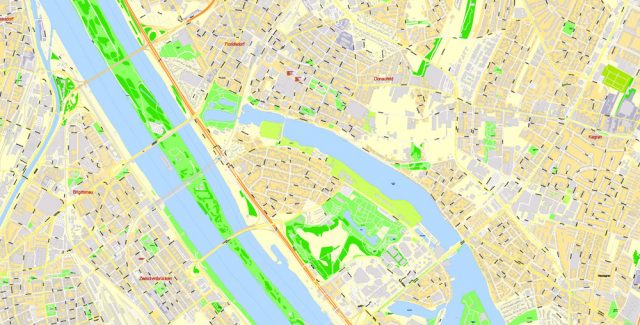 Printable PDF Vector Map Vienna Austria City Plan map with buildings