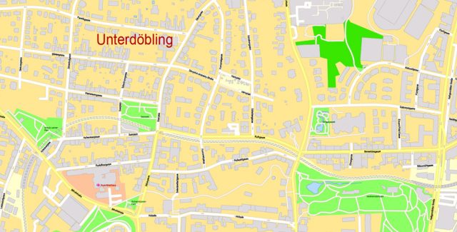 Printable PDF Vector Map Vienna Austria City Plan map with buildings