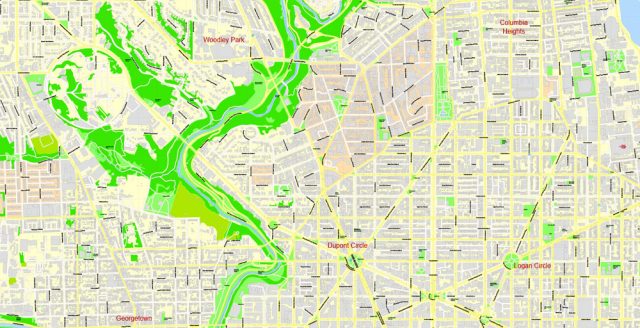 Washington DC + Arlington DWG Map, US, exact vector City Plan editable ...