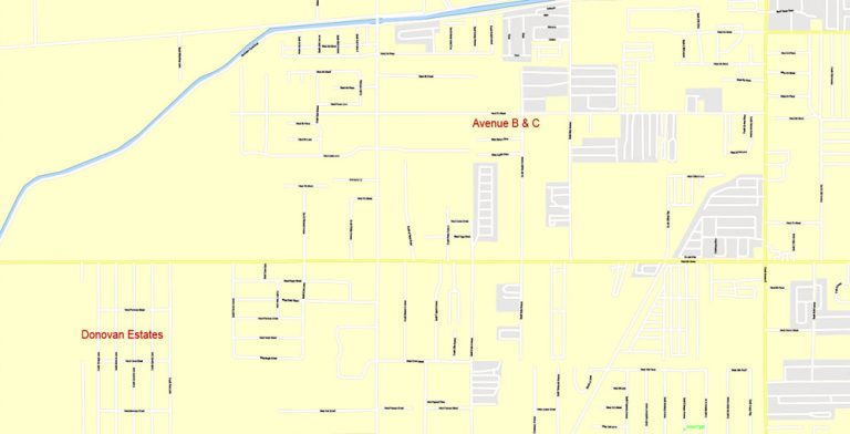 Yuma Printable Map, Arizona, US, exact vector Map street G-View City ...