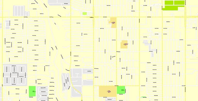 Yuma Printable Map, Arizona, US, exact vector Map street G-View City ...