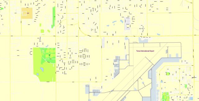 Yuma Printable Map, Arizona, US, exact vector Map street G-View City ...