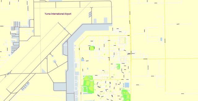 Yuma Printable Map, Arizona, US, exact vector Map street G-View City ...