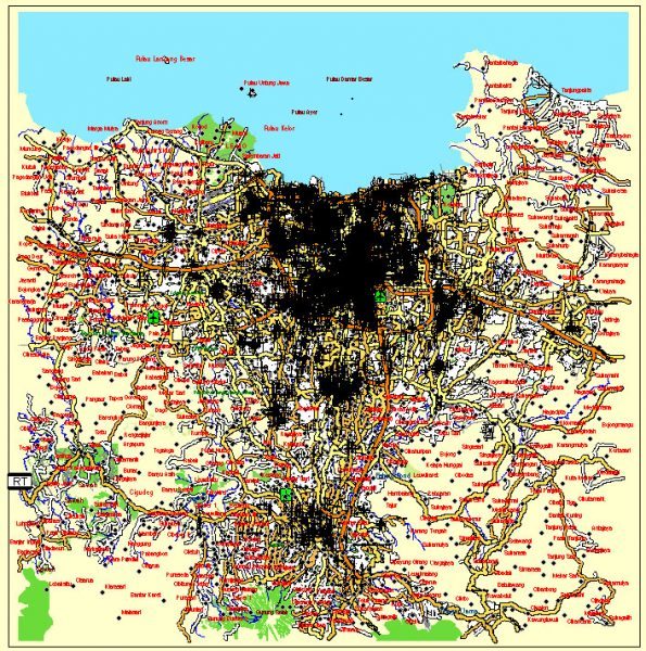 Jakarta, Indonesia, printable exact vector map G-View level 16 (250 ...