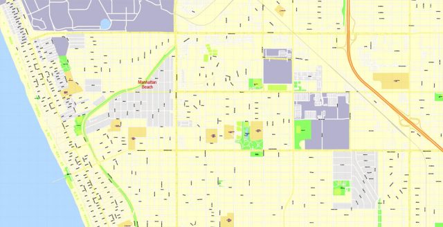 Long Beach Printable Map, California, US, exact vector Map G-View City ...