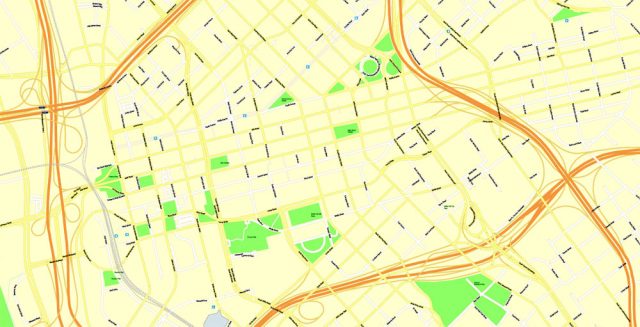Dallas Printable Map, Texas, US, exact vector Map street G-View City ...