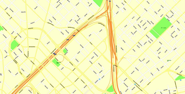 Dallas Printable Map, Texas, US, exact vector Map street G-View City ...