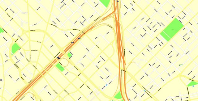 Dallas Printable Map, Texas, US, exact vector Map street G-View City ...